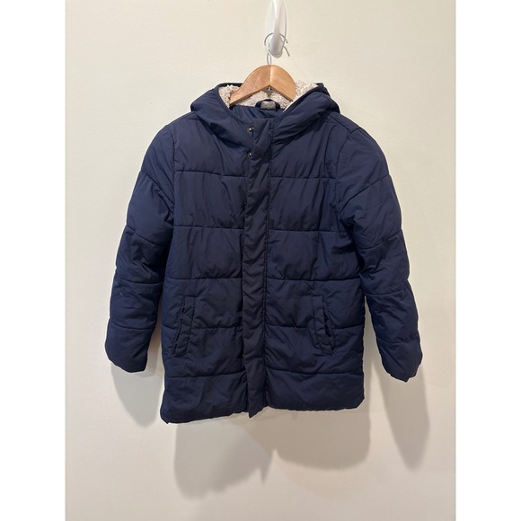 Primary | Jackets & Coats | Primary Kids Navy Blue Puffer Coat With ...
